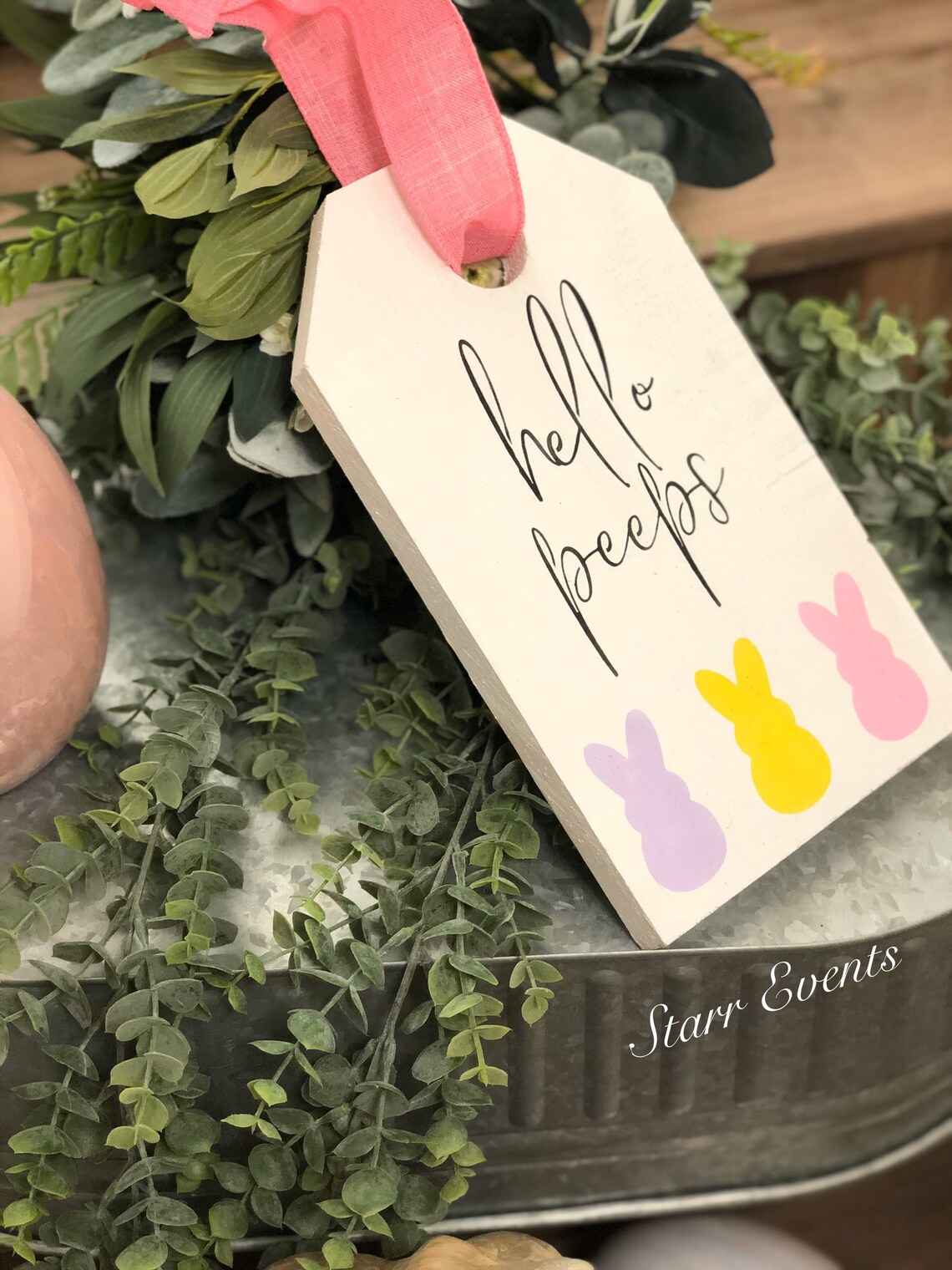 Hello Peeps Sign. Easter Decorations. Easter Decor Easter Signs. Easter ...