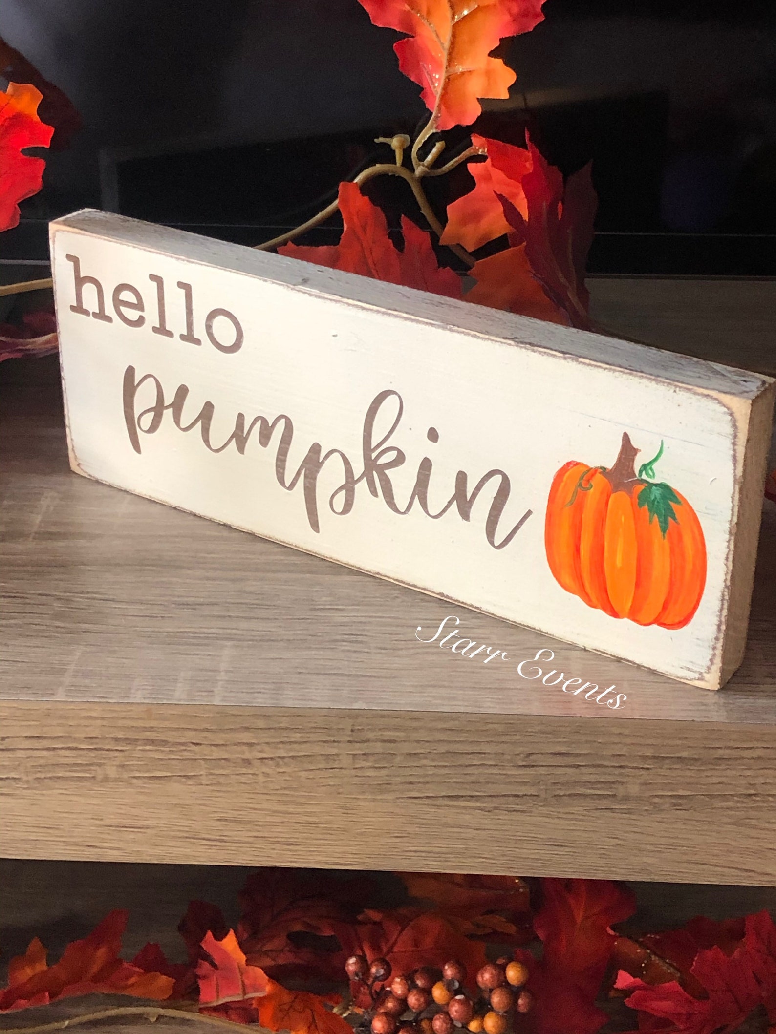 10" Rustic Fall Signs Hello Pumpkin Sign Rustic Fall Decoration Rustic ...