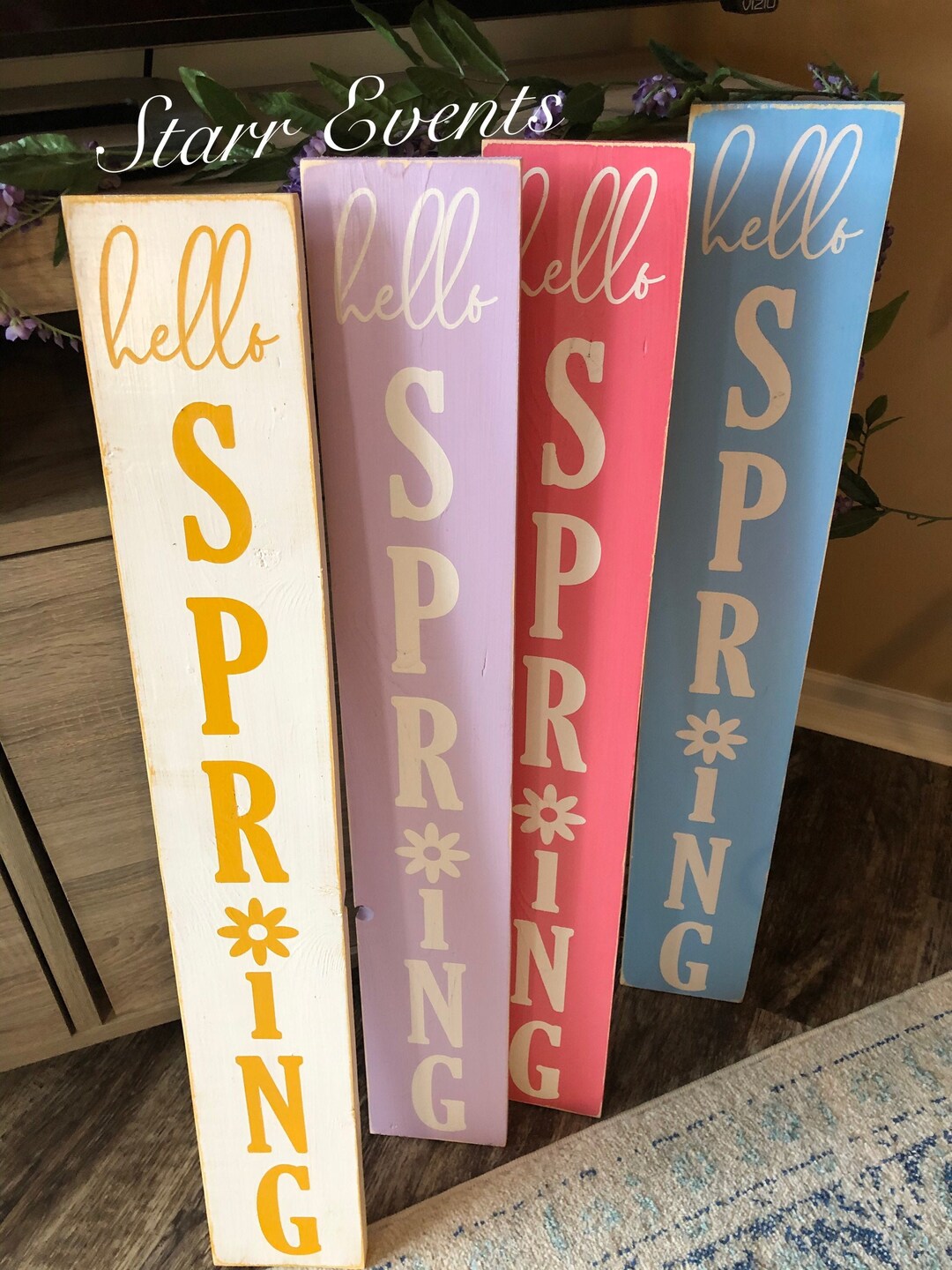 Vertical Hello Spring Signs. Rustic Spring Decor. Easter Signs. Signs ...