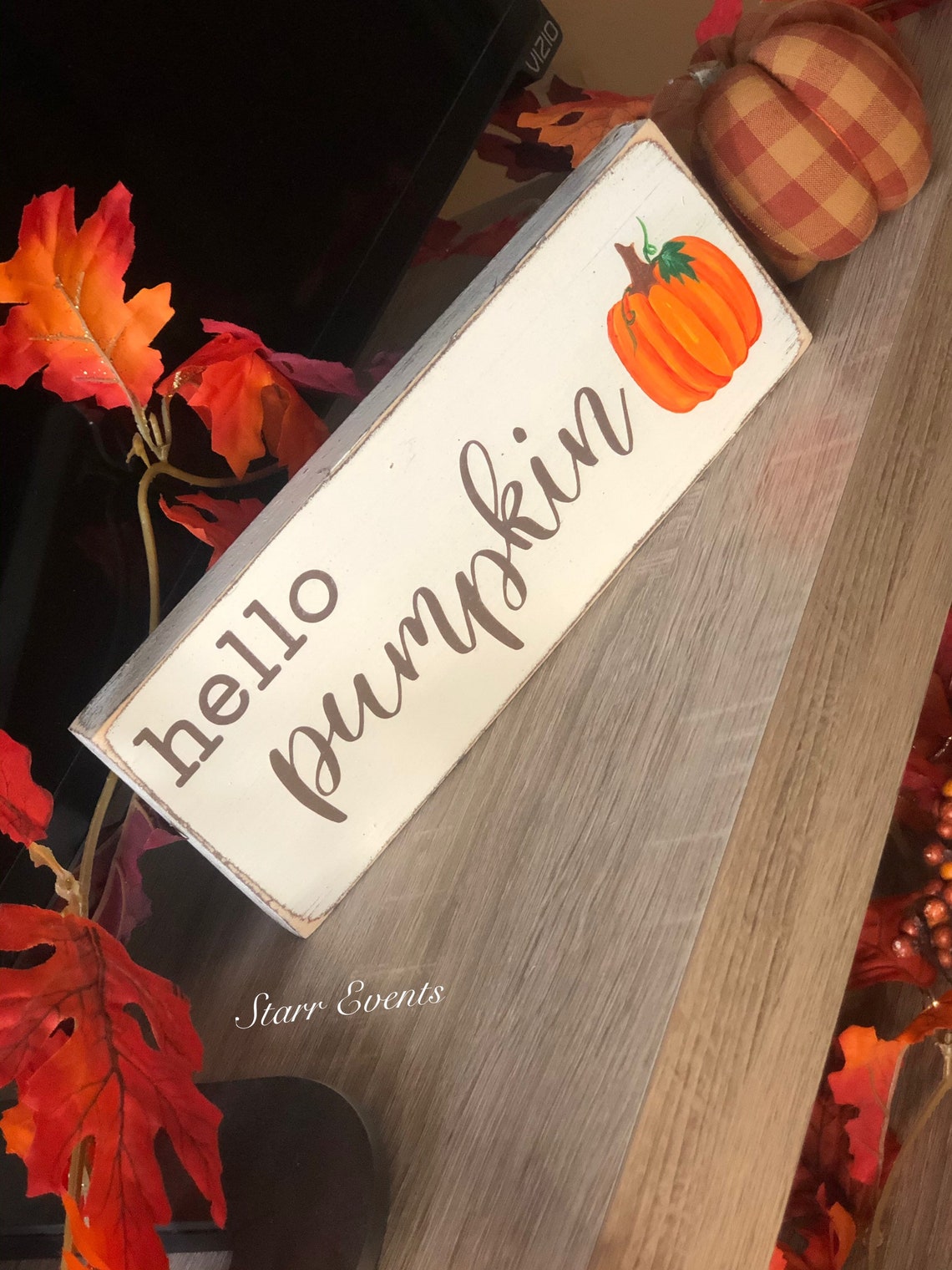 10" Rustic Fall Signs Hello Pumpkin Sign Rustic Fall Decoration Rustic ...