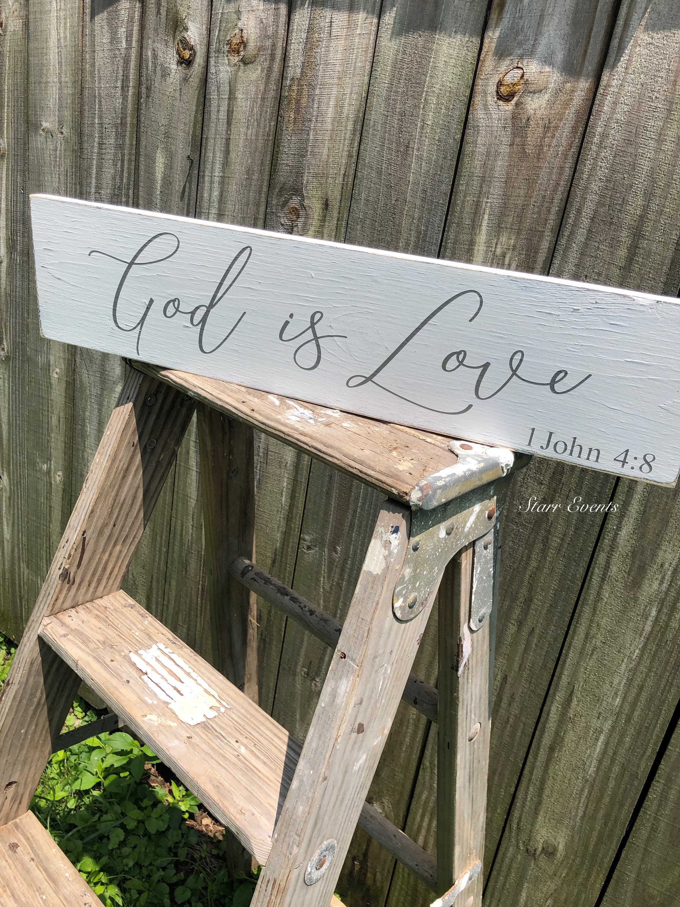 God is love sign. Religious Farmhouse signs Rustic decor. | Etsy