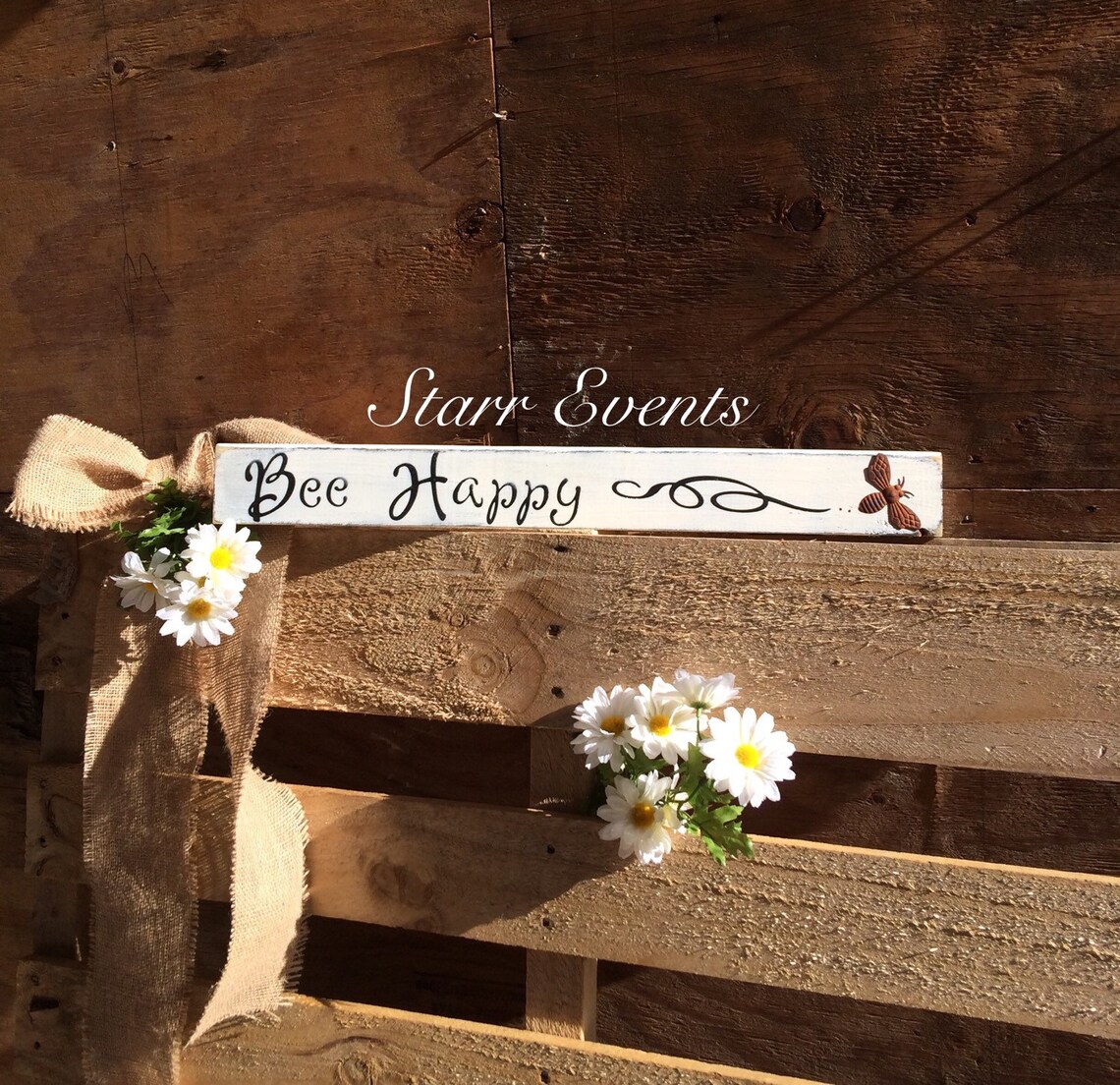 Bee Happy Wooden Sign. Rustic Honey Bee Signs Signs. Bee Decor Farm ...