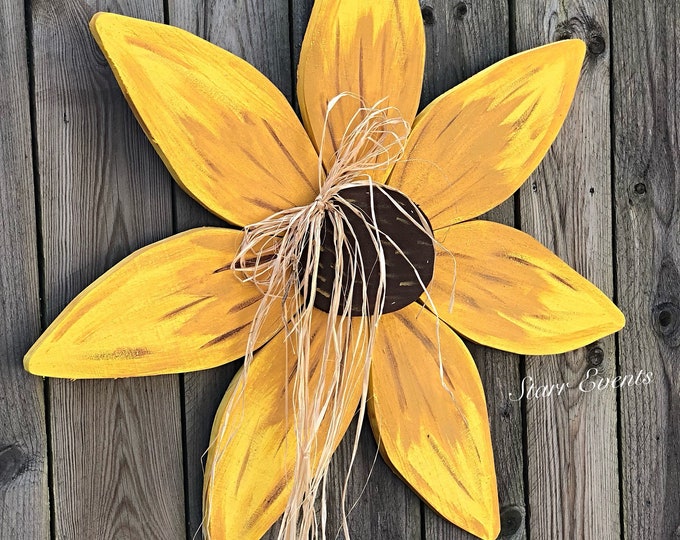 Fall Decor. Large Wooden Sunflowers Rustic Fall Decorations. Fence ...