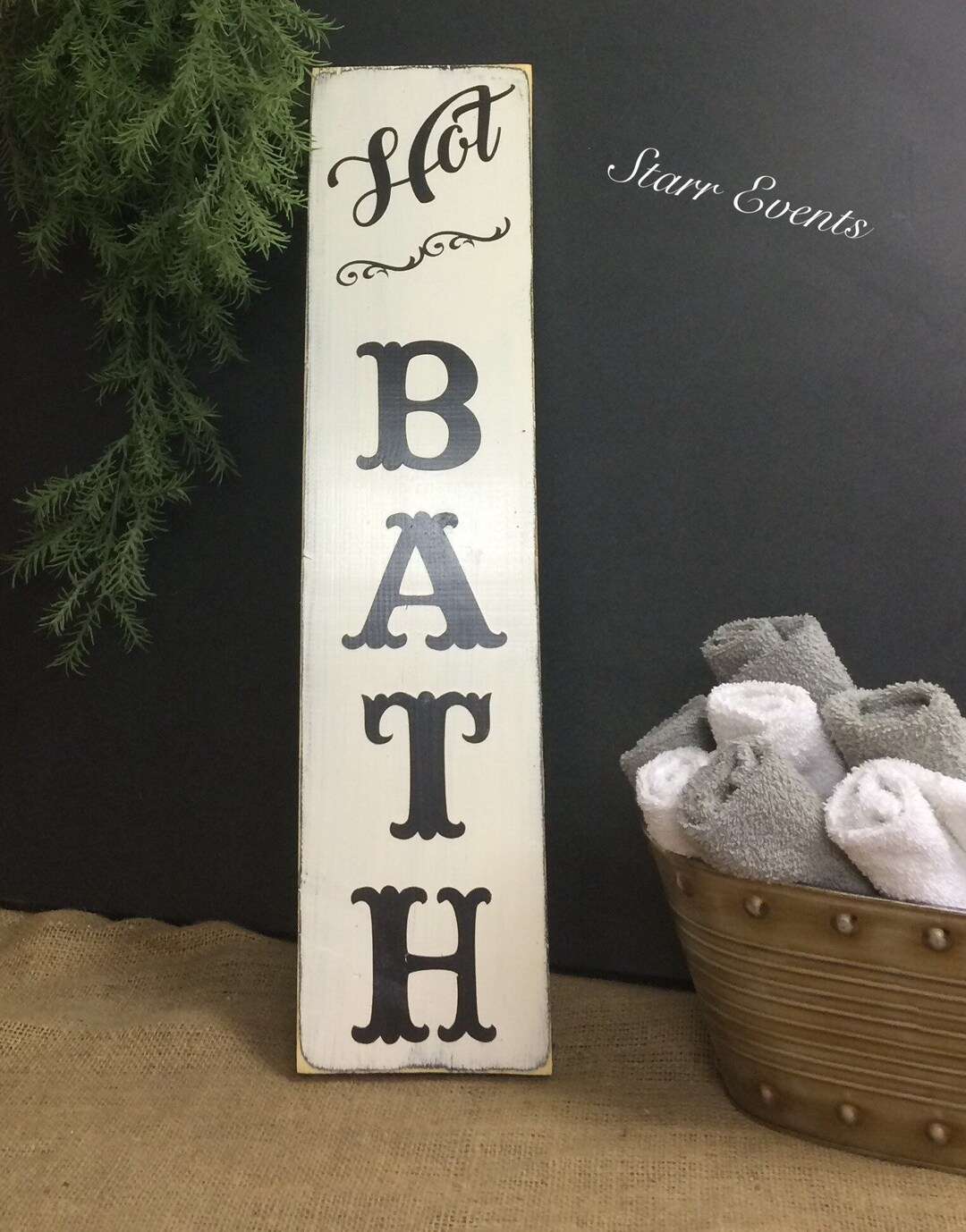 Vertical Hot Bath Signs Rustic Bathroom Signs. Rustic Bathroom Decor ...
