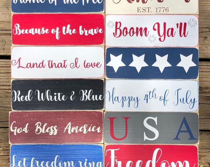 Fourth of July Signs. July 4th Decorations. 10 July 4th - Etsy