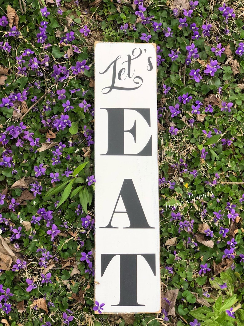 Lets Eat Sign. Farmhouse Kitchen Signs. Kitchen Decor. Rustic - Etsy