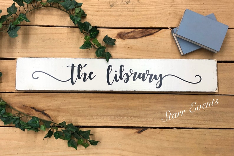 The Library Sign. Rustic Library Decor. Farmhouse Decor. - Etsy