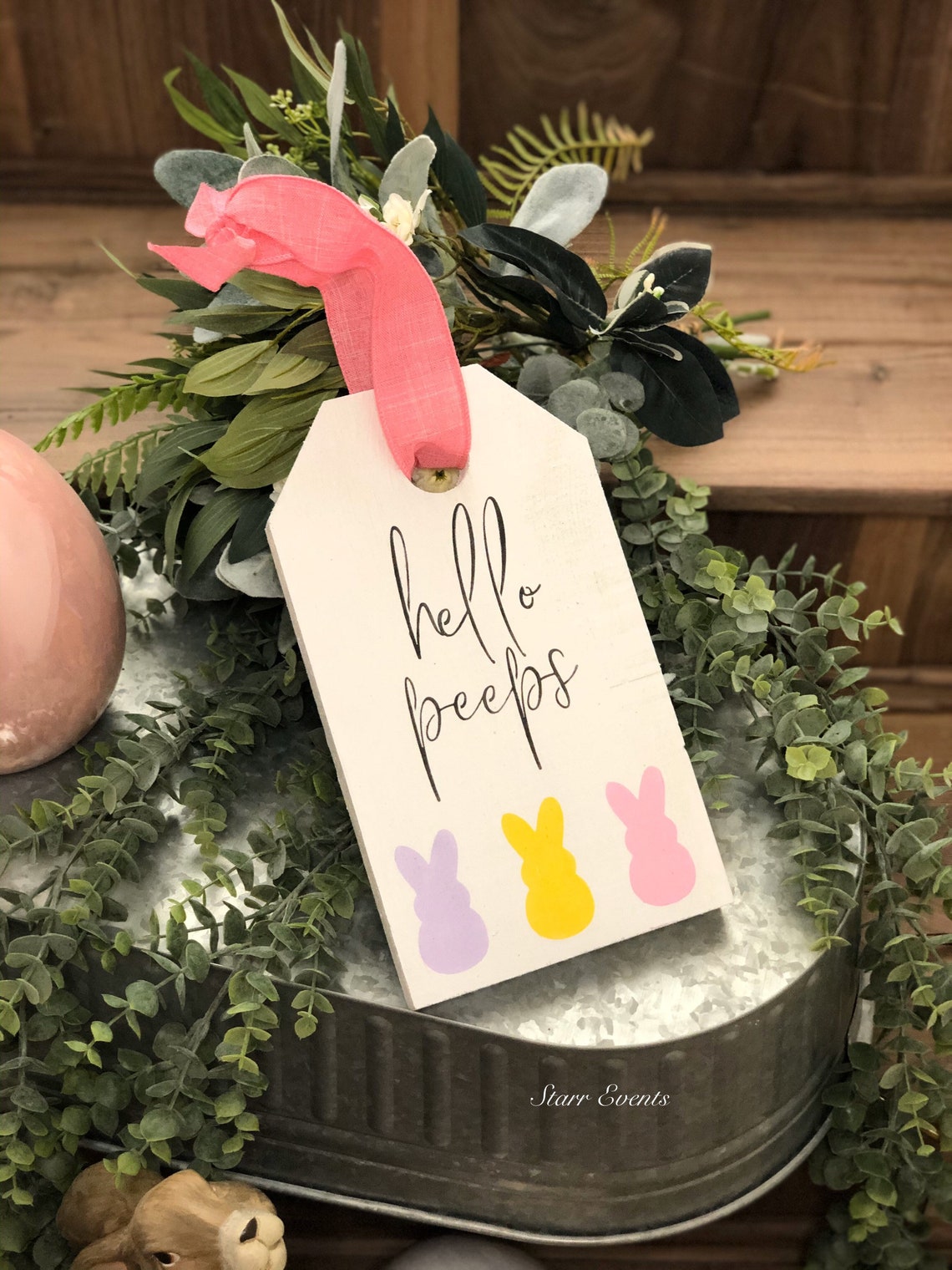 Hello Peeps Sign. Easter Decorations. Easter Decor Easter Signs. Easter ...