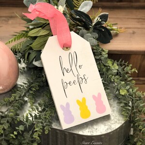 Hello Peeps Sign. Easter Decorations. Easter Decor Easter Signs. Easter ...