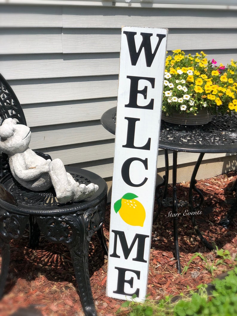 Lemon Welcome Sign. Porch Signs Vertical Welcome Lemon Sign. - Etsy