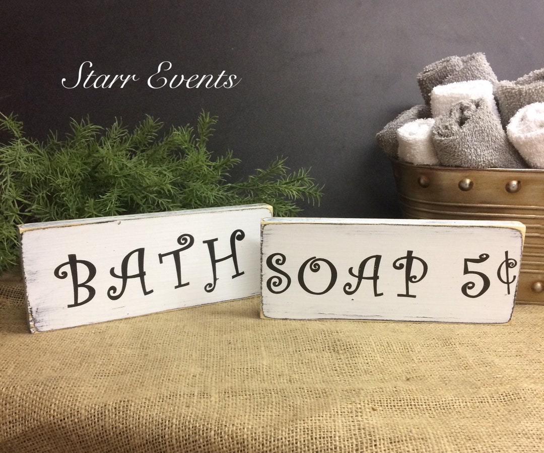 Bathroom Signs Set of 2 Soap Sign Bath Sign Rustic Bathroom Decor ...