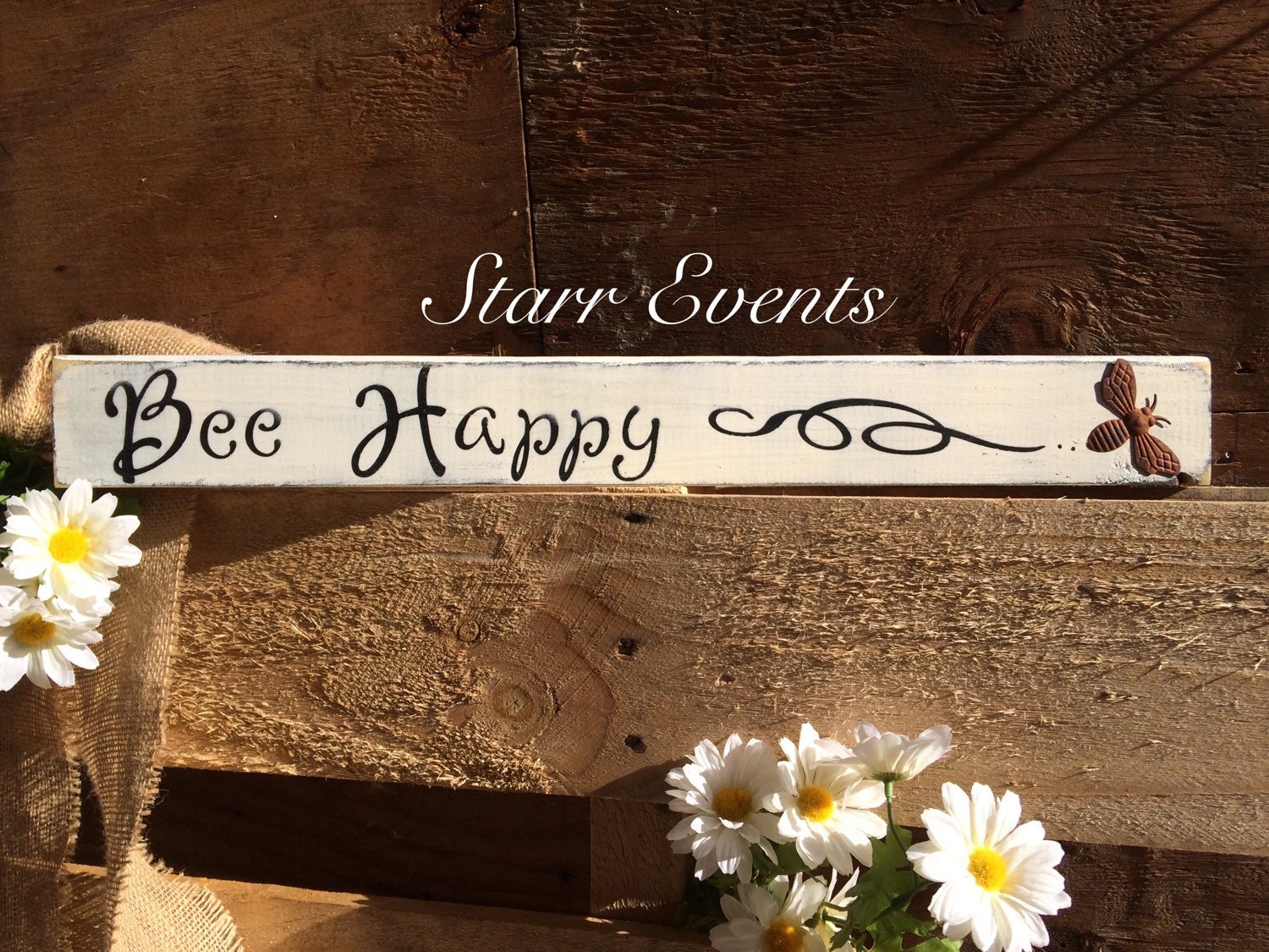 Bee Happy Wooden Sign. Rustic Honey Bee Signs Signs. Bee Decor | Etsy
