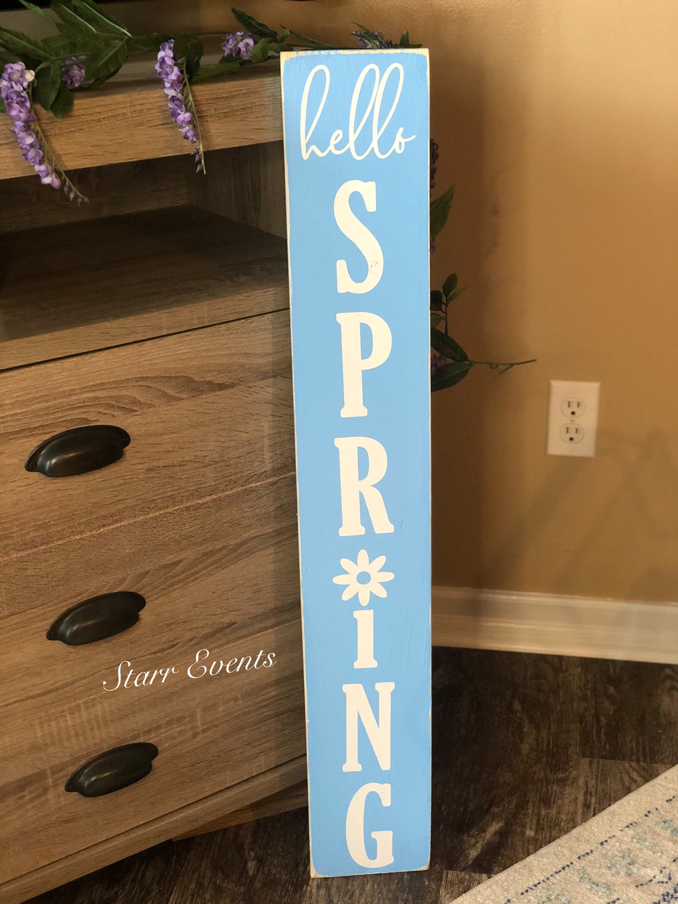 Vertical hello Spring signs. Rustic Spring decor. Easter | Etsy