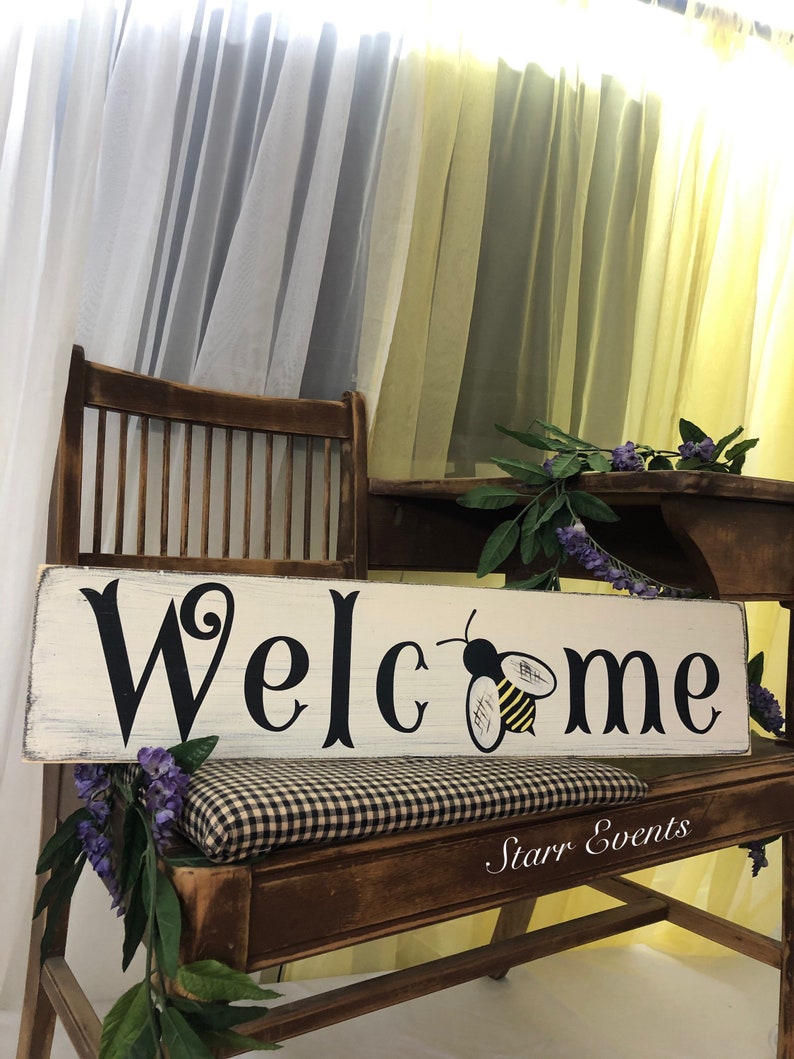 Welcome Signs for Spring. Rustic Spring Decor Signs With Bees. Signs ...