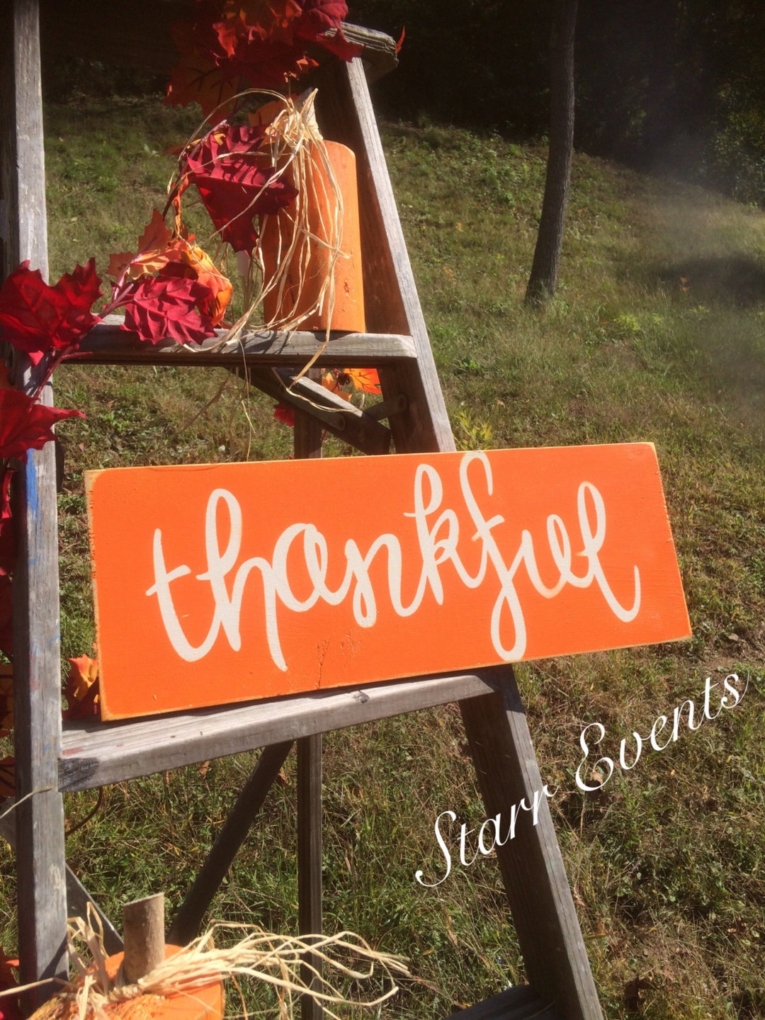 Rustic Thankful Sign: Hand-painted Fall Decor - Etsy