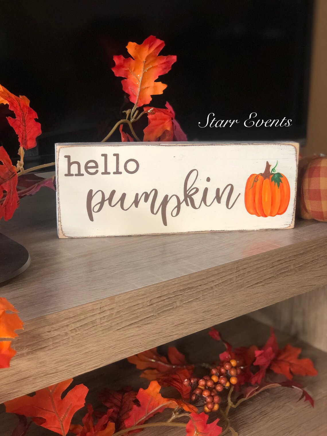 10" Rustic Fall Signs Hello Pumpkin Sign Rustic Fall Decoration Rustic ...
