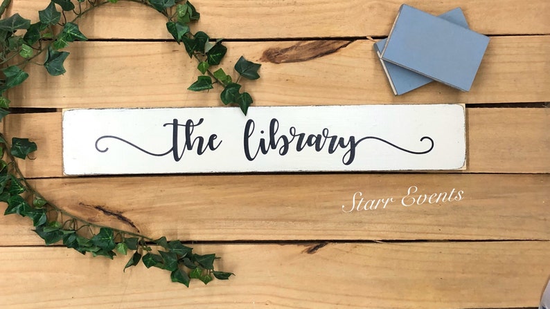 The Library sign. Rustic Library decor. Farmhouse decor. | Etsy