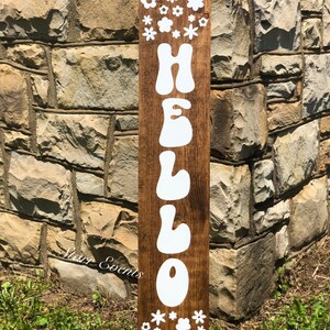 Retro Hello Sign. Hello Porch Signs Vertical Hello Sign. Front Porch ...