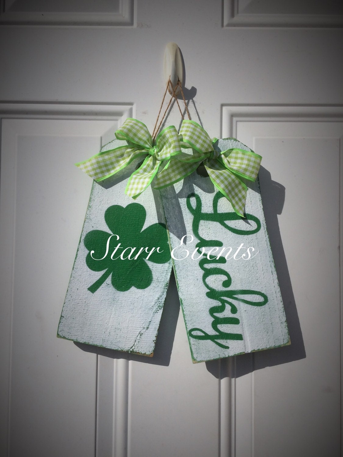 Lucky sign. Wooden tag signs for the front door. St. | Etsy