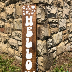Retro Hello Sign. Hello Porch Signs Vertical Hello Sign. Front Porch ...