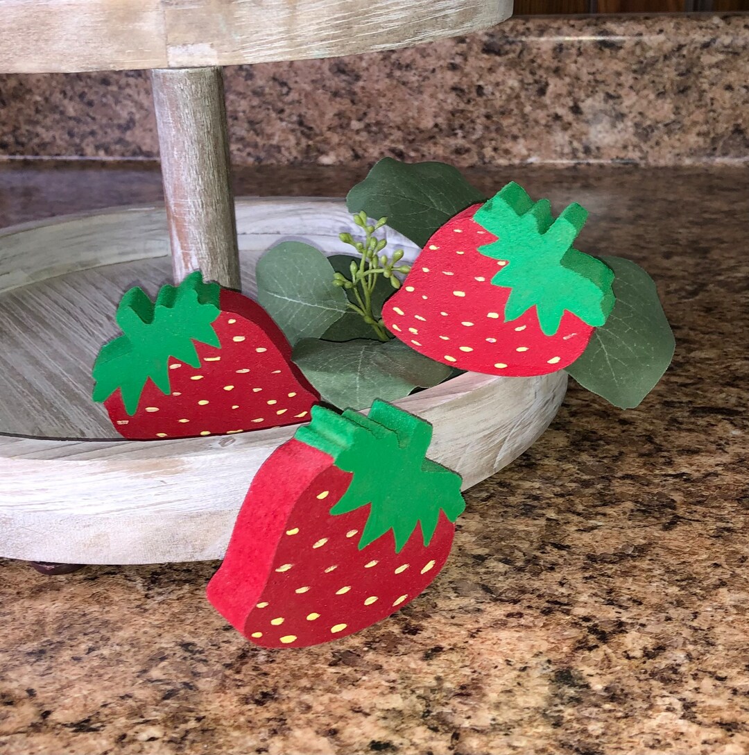 Strawberry Tier Tray Decor. Set of 3 Strawberry Cut Outs. Strawberry ...