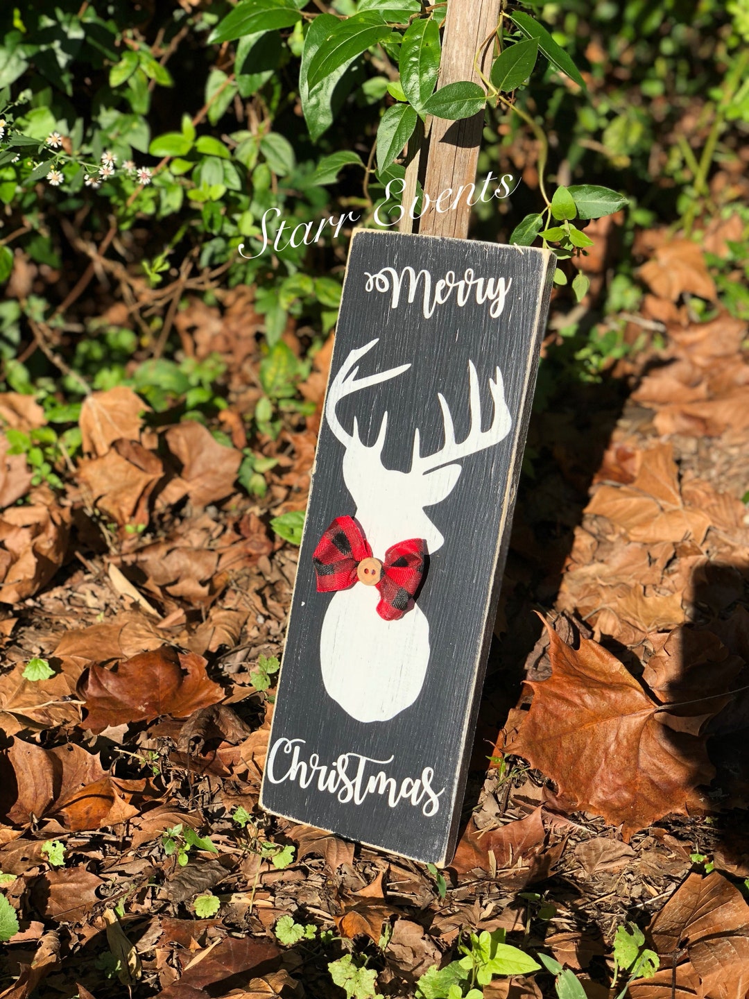 Buffalo Plaid Deer Sign. Rustic Merry Christmas Sign. Rustic Christmas ...