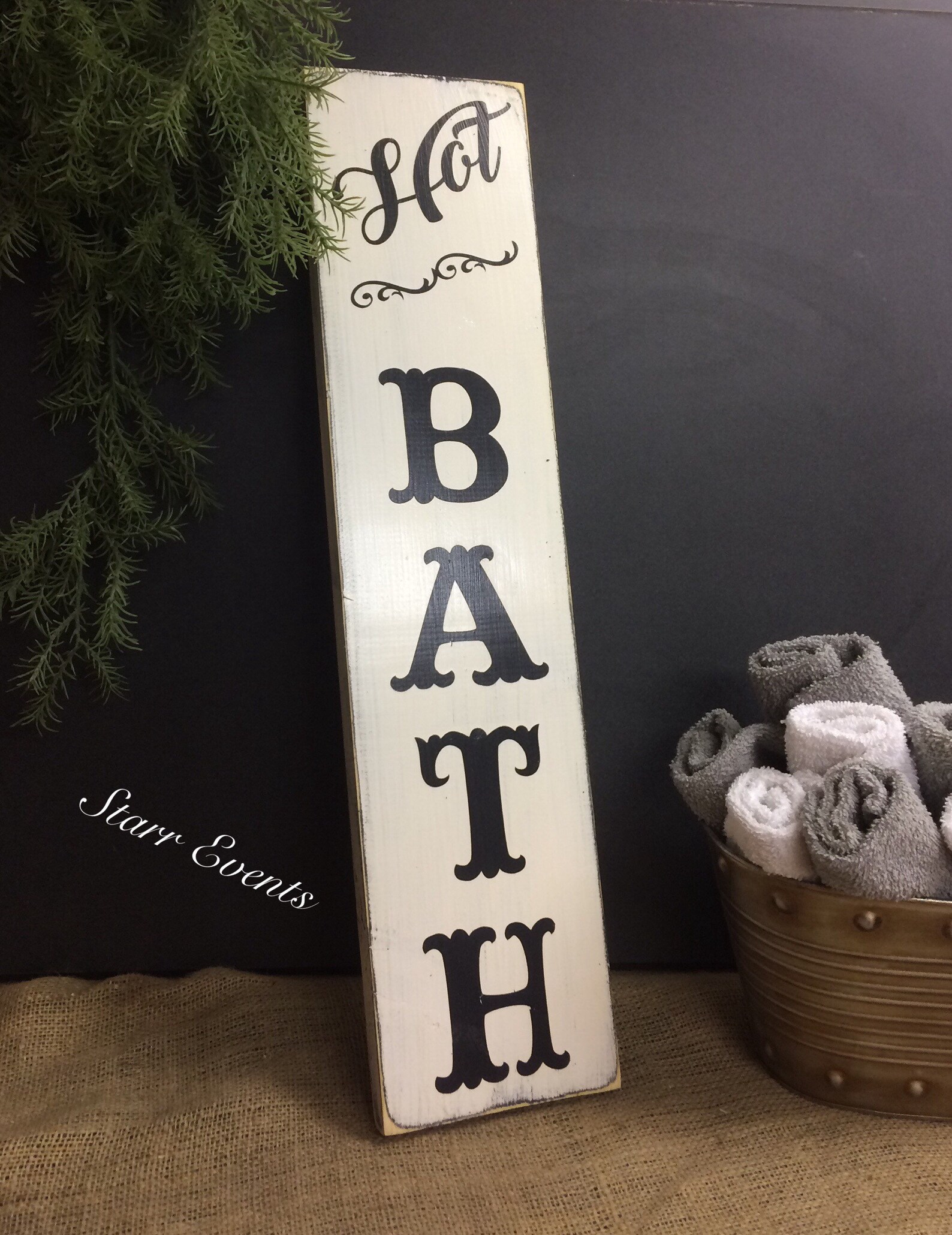 Vertical Hot Bath Signs Rustic Bathroom Signs. Rustic Bathroom - Etsy