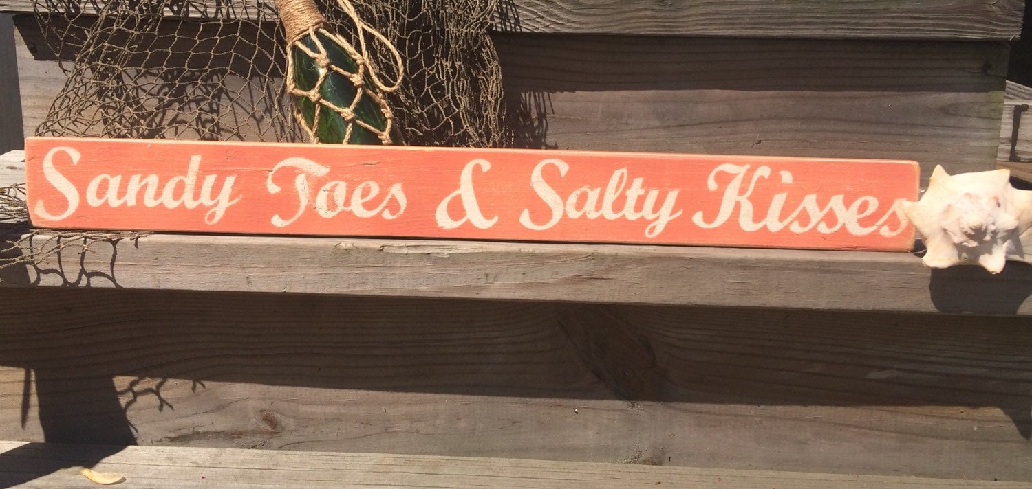 Sandy Toes and Salty Kisses Sign. Beach Signs. Pool Signs. Beach Decor ...