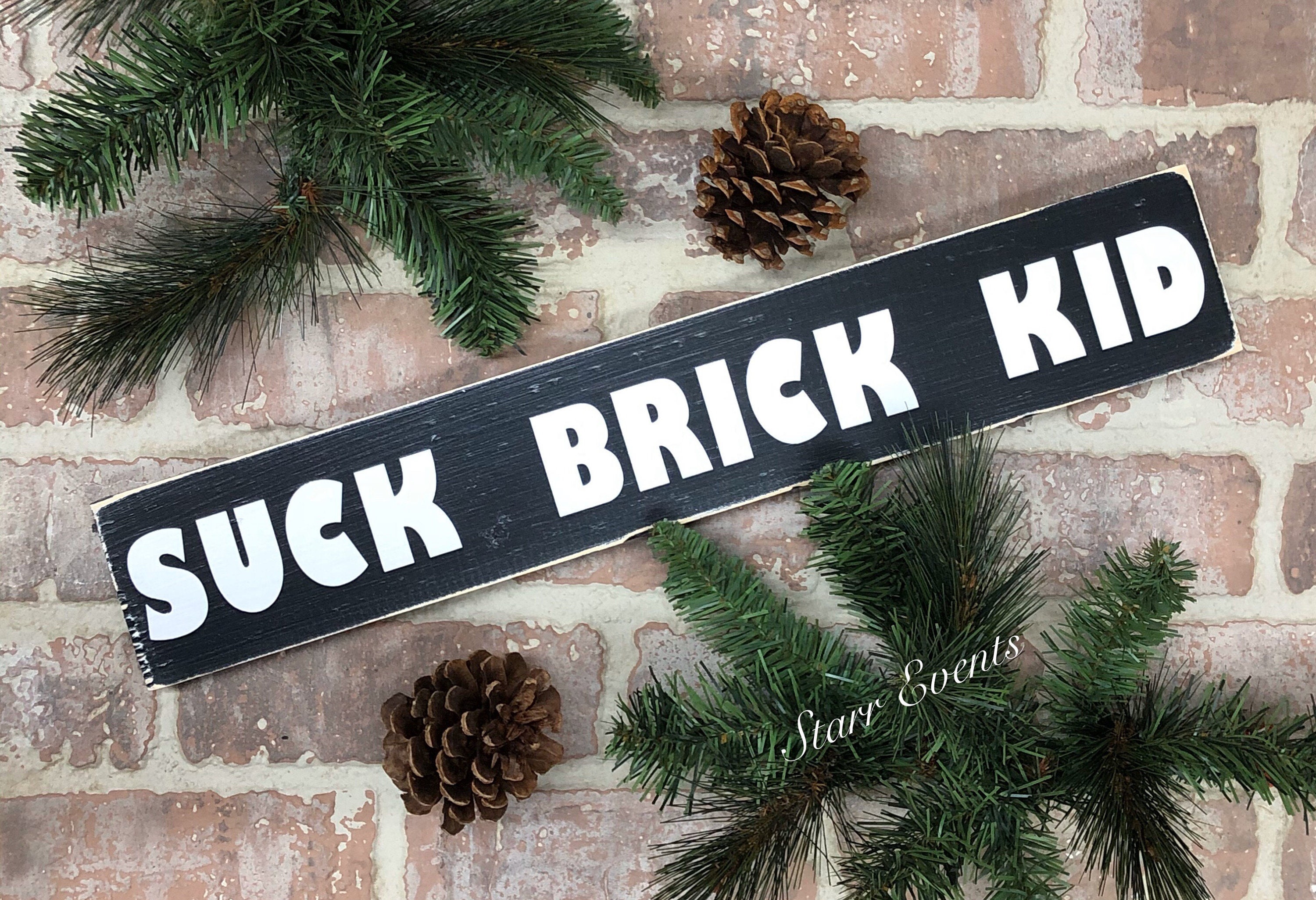 Funny Christmas signs. Suck brick kid sign. Home Christmas | Etsy