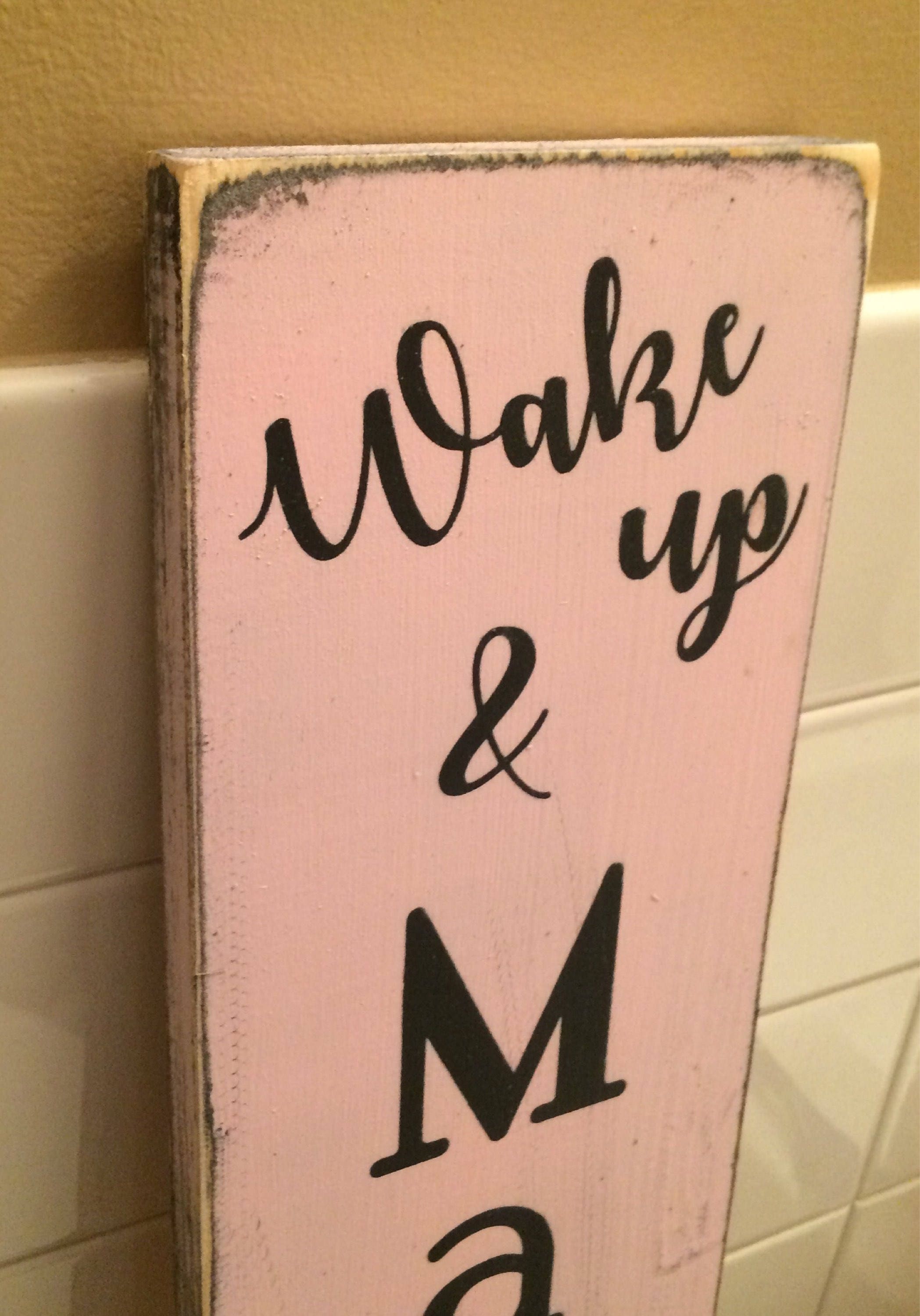 Rustic Bathroom Signs. Wake up and Makeup Sign Rustic Bathroom | Etsy