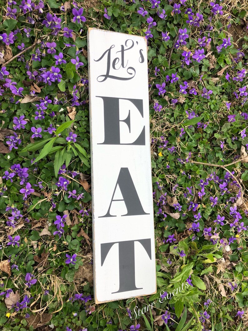 Lets Eat Sign. Farmhouse Kitchen Signs. Kitchen Decor. Rustic - Etsy