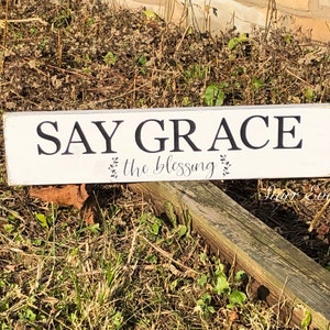 Say Grace Sign. the Blessing Signs for the Kitchen. Rustic Kitchen Sign ...