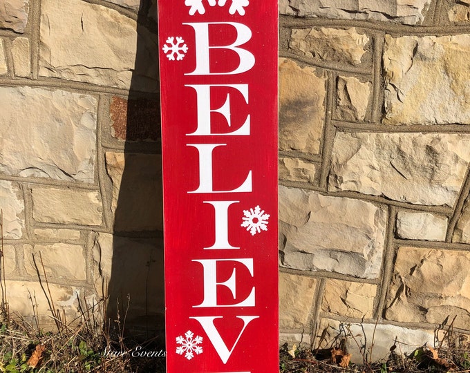 Vertical Believe Porch Sign. 4'x12” Winter Decor. Winter Decorations ...