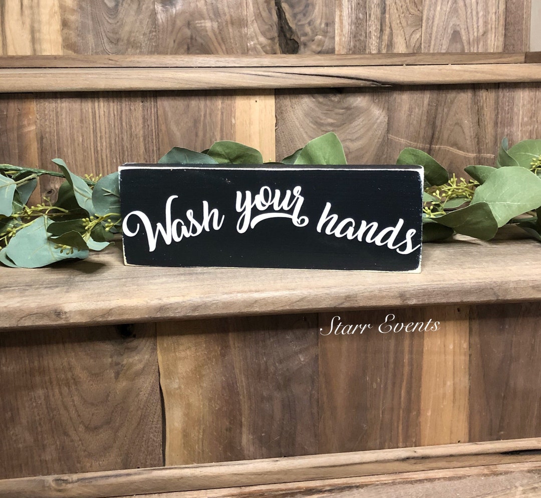 Wash Your Hands Sign Rustic Bathroom Signs. Rustic Bathroom Decor ...