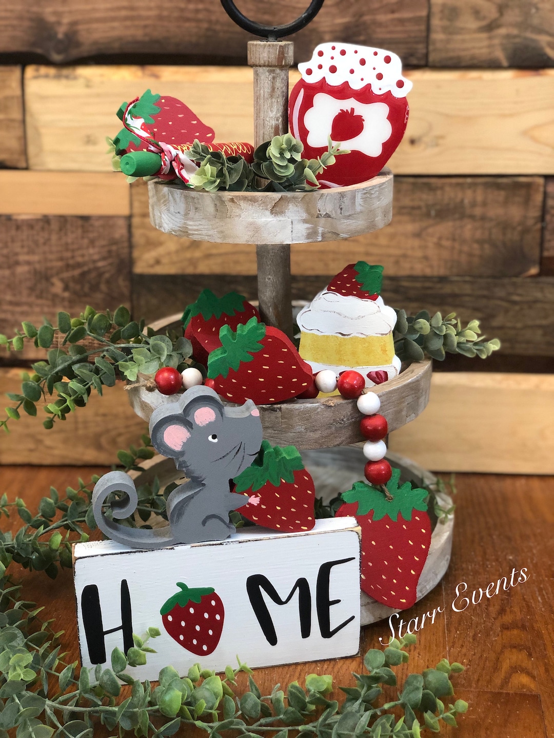 Strawberry Tier Tray Decor. Strawberry Cutouts. Strawberry Signs. Faux ...