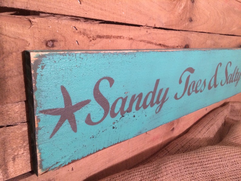 Sandy Toes and Salty Kisses Sign. Beach Signs. Nautical Signs. - Etsy