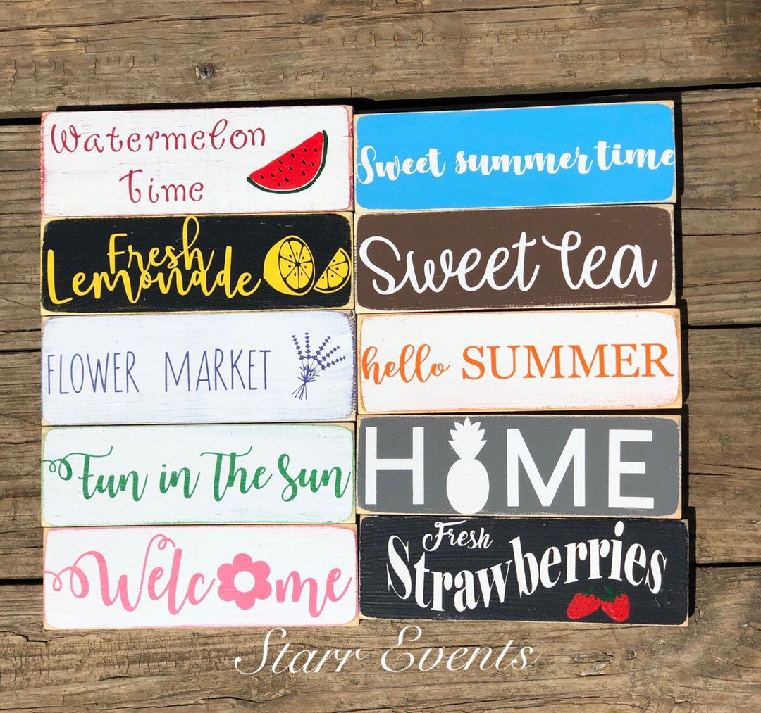Summer Signs for the House. Small Summer Signs for Wreaths Summer Shelf ...