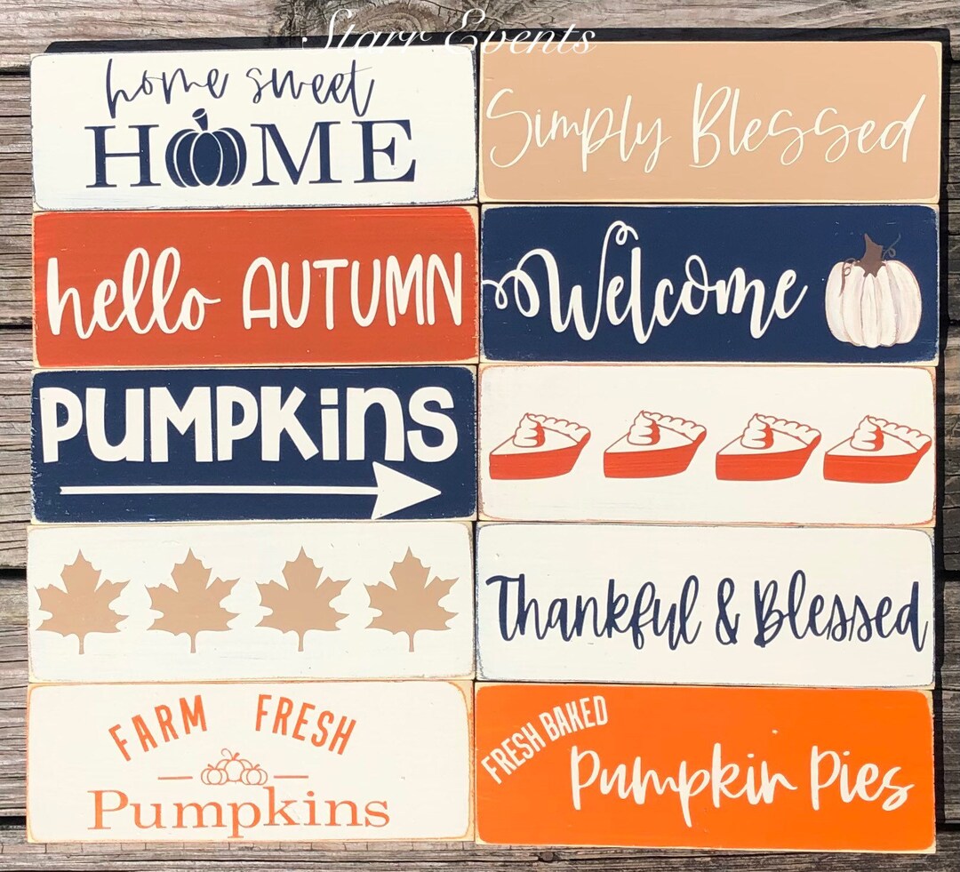 10" Rustic Fall Signs Rustic Fall Decoration Rustic Navy Fall Decor ...
