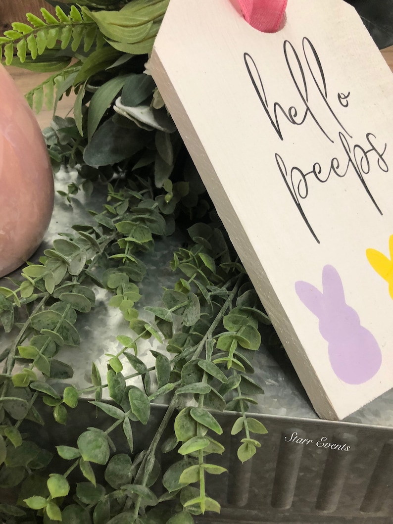 Hello peeps sign. Easter decorations. Easter decor Easter | Etsy