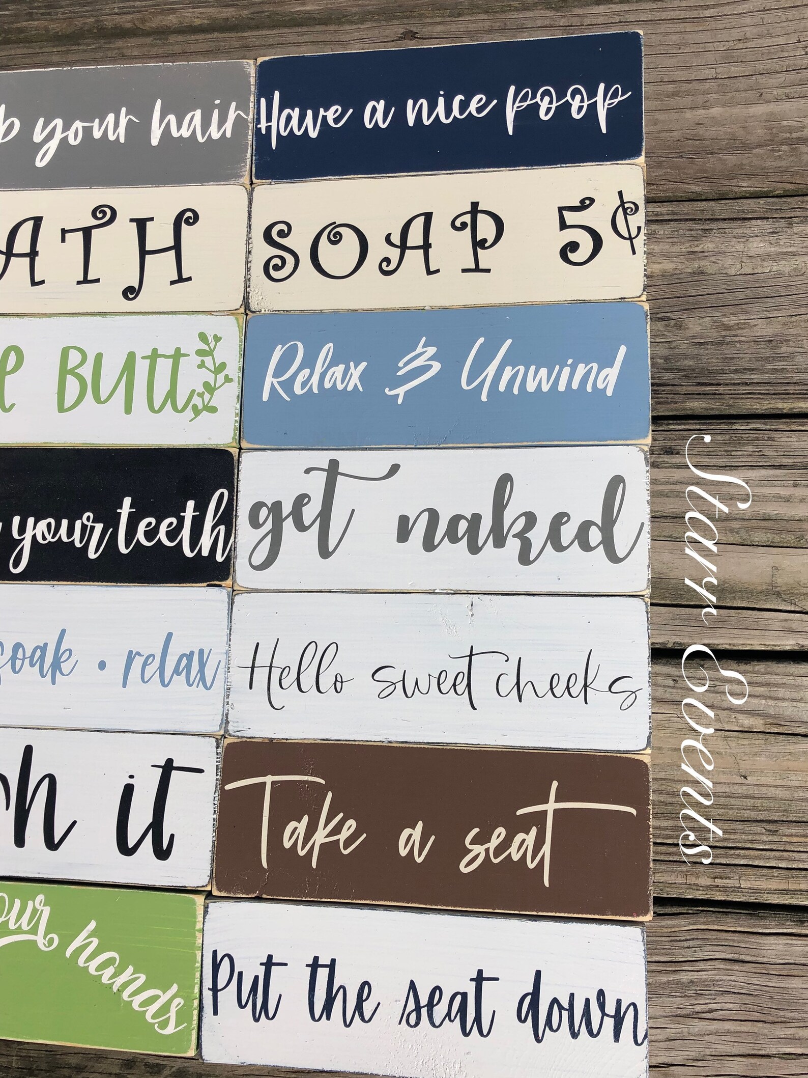 Small Farmhouse Signs. 10" Bathroom Signs. Farmhouse Bathroom Decor ...