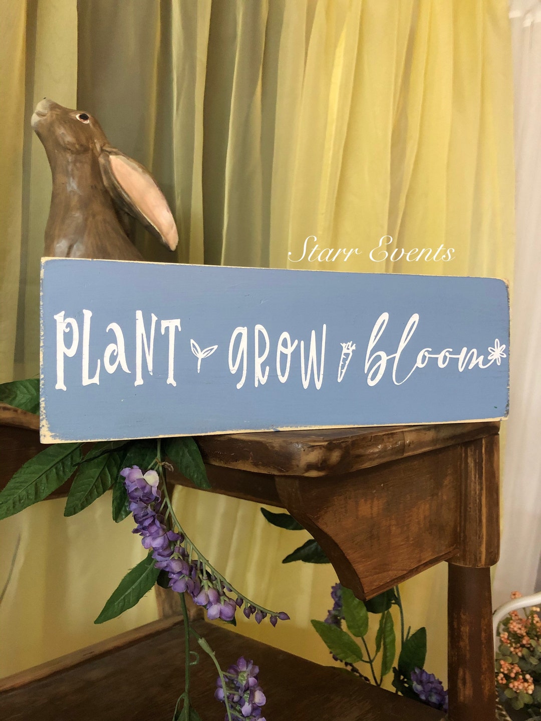 Small Spring Signs. Rustic Spring Decor. 12" Spring Decorations. Plant ...