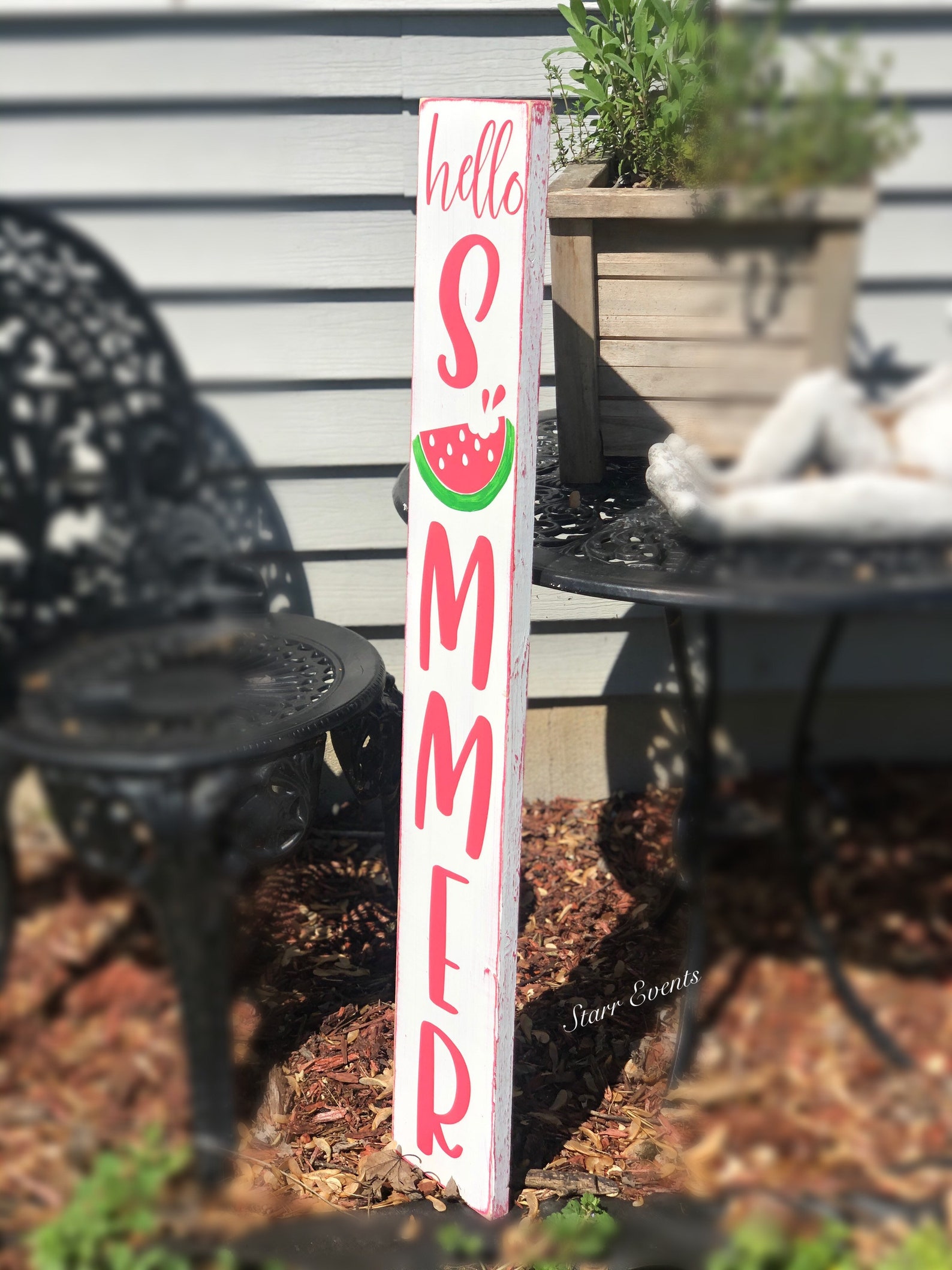 Vertical hello Summer signs. Rustic Summer decor. Watermelon | Etsy