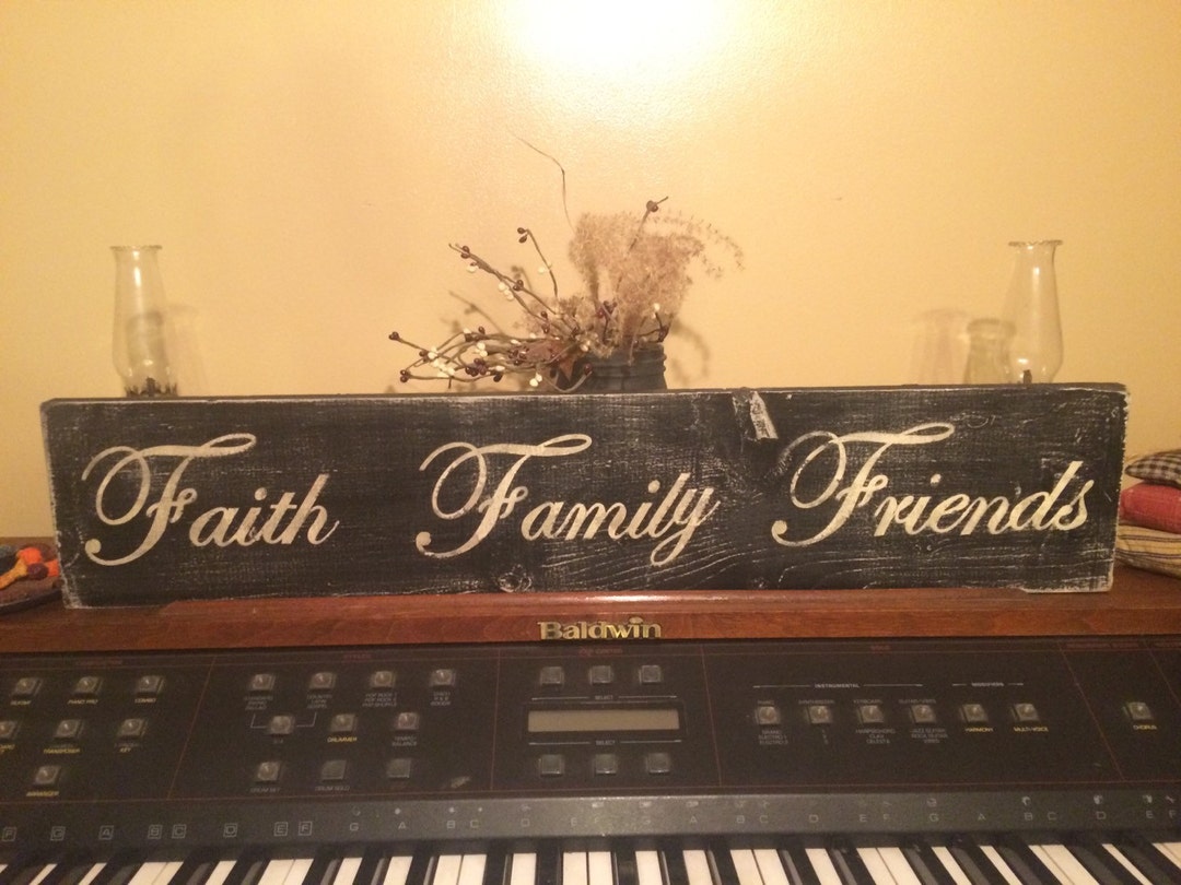 Faith Family and Friends Sign. Rustic Signs. Farmhouse Decor. Wooden ...