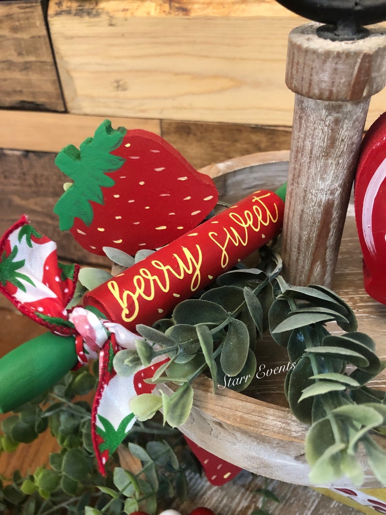 Strawberry Tier Tray Decor. Strawberry Cutouts. Strawberry Signs. Faux ...