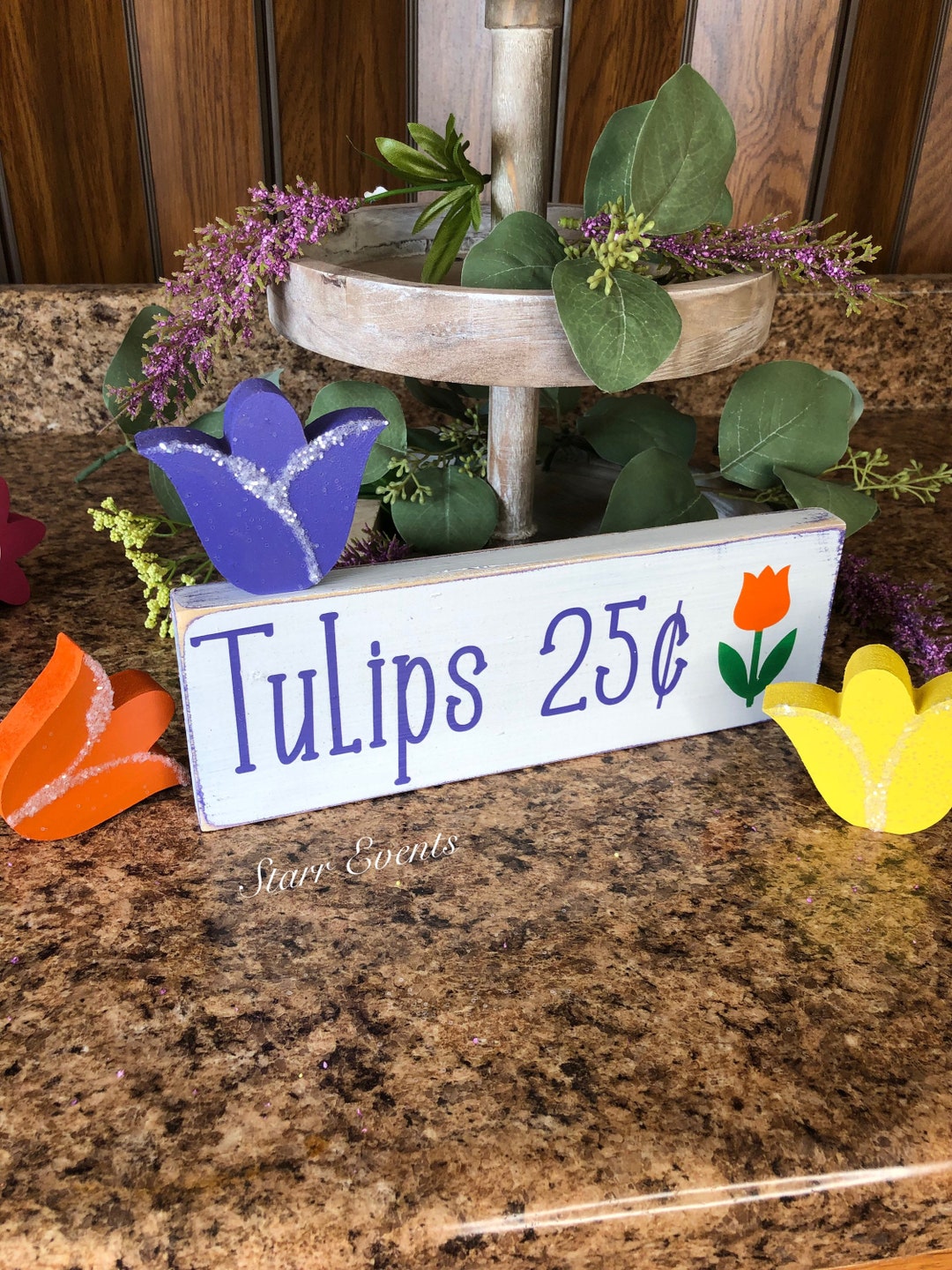 Tulips 25 Cents Sign 10" Spring Sign. Spring Decor. Tulips Sign. Tier ...