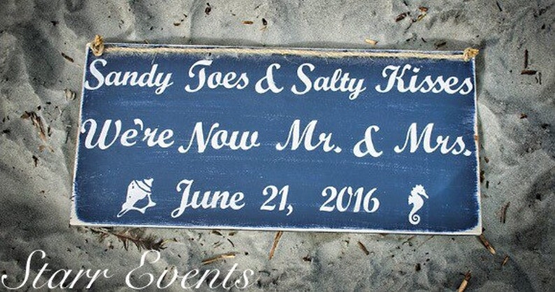 Sandy toes and salty kisses sign. Personalized Wedding sign. | Etsy