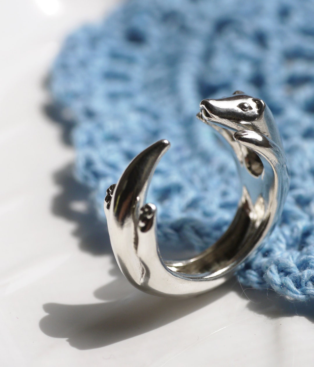 925 Sterling Silver【ferret Animal Wrap Ring】 I Won't Let You Leave Me ...