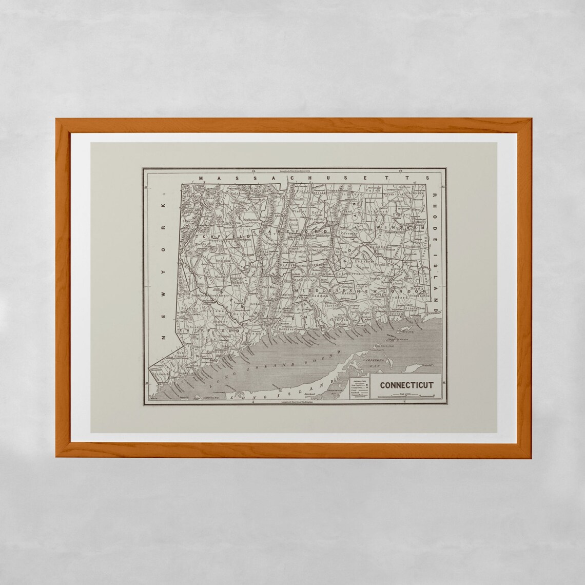 VINTAGE CONNECTICUT MAP Antique Map of Connecticut | Etsy