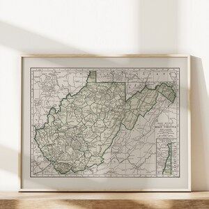 WEST VIRGINIA MAP, Vintage Map of West Virginia, Antique Map Print ...