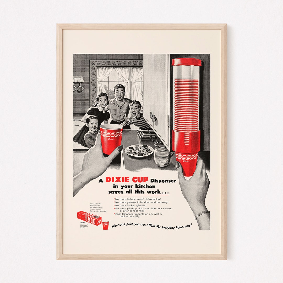 RETRO RED CUP Ad, Retro Mid-century Party Ad, Vintage Kitsch Poster ...